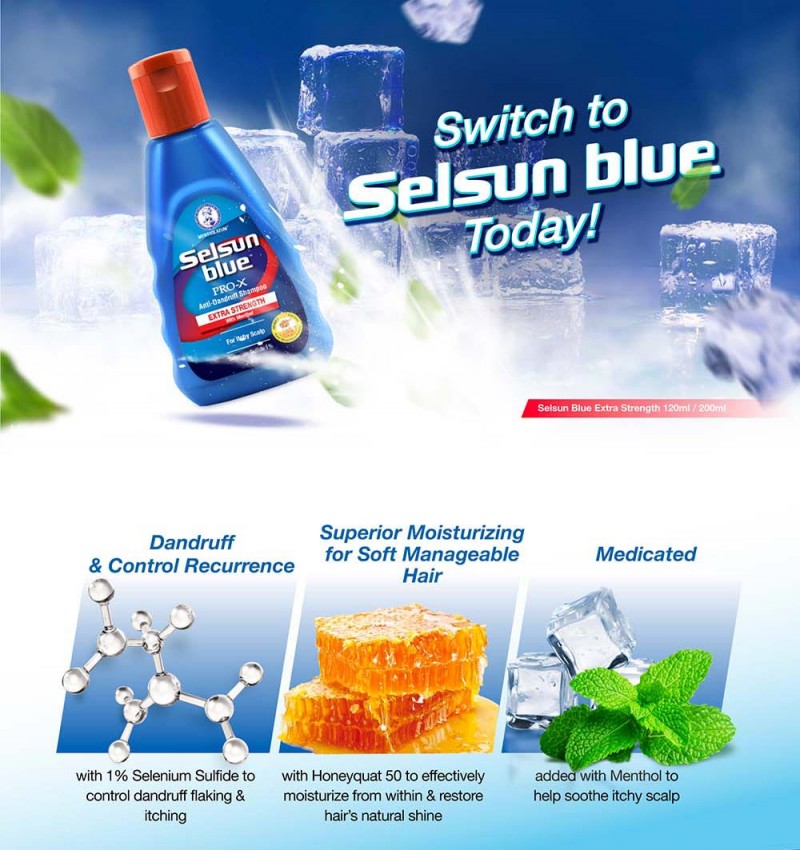 Selsun Blue PRO X Extra Strength Anti Dandruff Shampoo - 200ml - Focallure