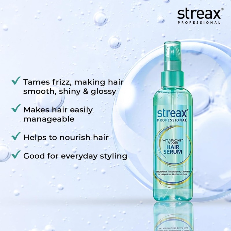 Streax Professional Vitariche Gloss Hair Serum for Women & Meni(45 ml ...
