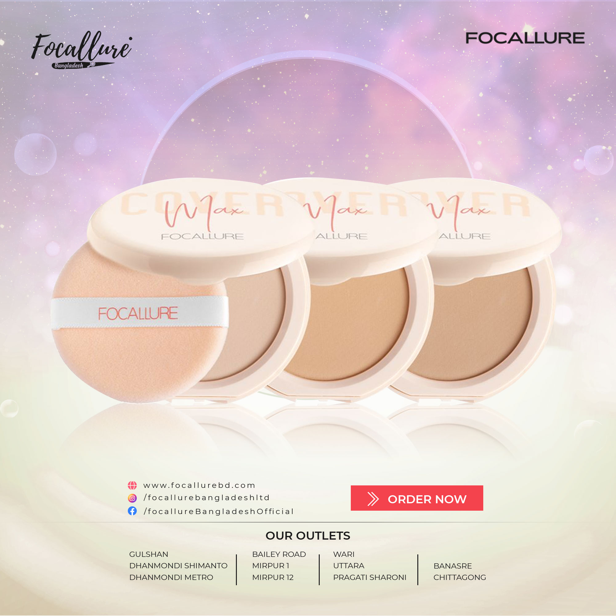 Focallure Covermax 2 Way Cake Face Powder FA155 - Focallure