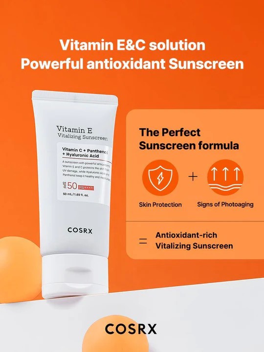 COSRX Vitamin E Vitalizing Sunscreen SPF 50 50ml - Focallure