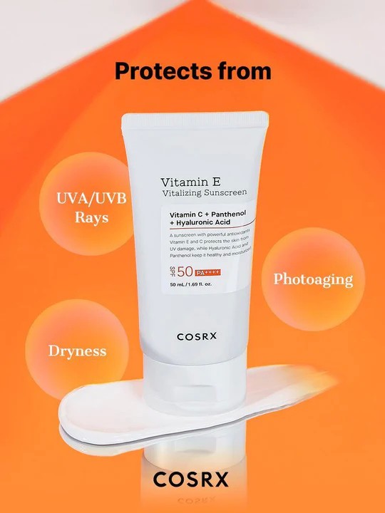 COSRX Vitamin E Vitalizing Sunscreen SPF 50 50ml - Focallure